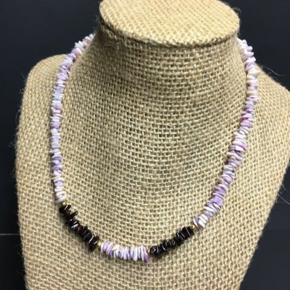 Vintage | Jewelry | Pooka Shell Necklace Puka Amethyst Purple Gold ...